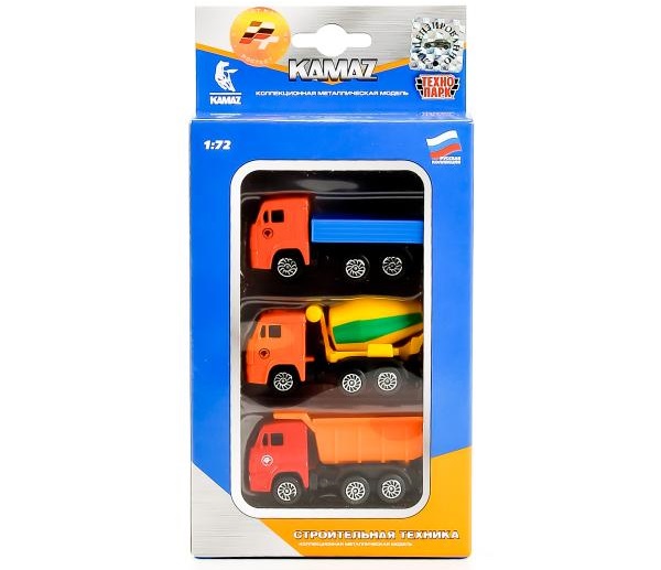 Набор из 3-х машин металлических Камаз, 1:72 от Технопарк, SB-15-02sim ...